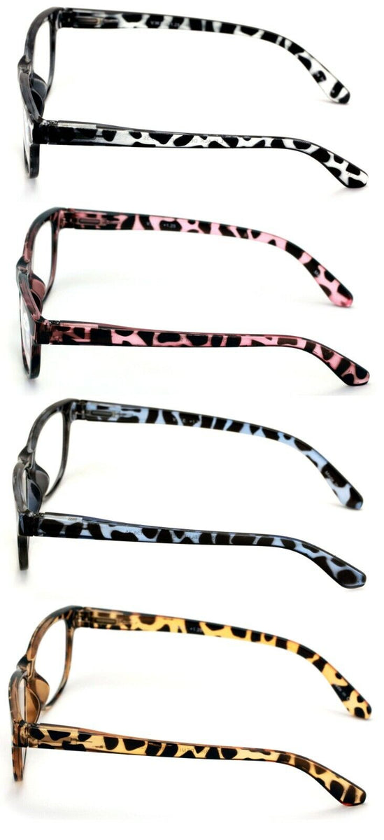 4 Pairs Women Leopard Meow Reading Glasses - Fashion Clear Lens Reader ...