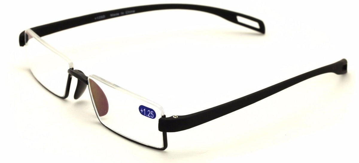 Slim Lightweight Rectangular Half Rimless Reading Glasses - AR Coating ...