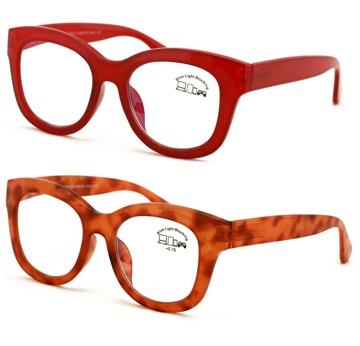 2 Pairs Glasses Blue Light Blocking, UV Computer Readers Reading Bold ...