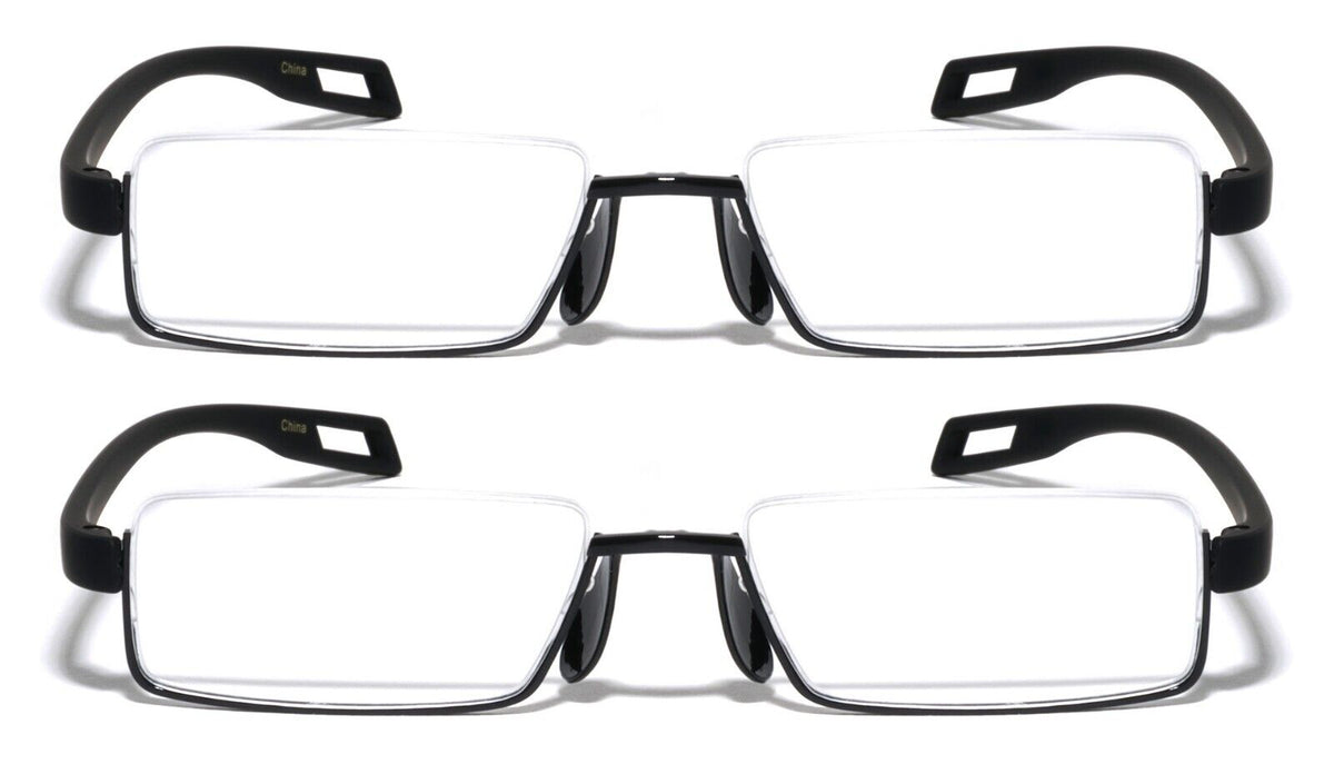 2 Pairs Featherweight Slim Half Rim Memory Flex Reading Glasses Anti-r ...