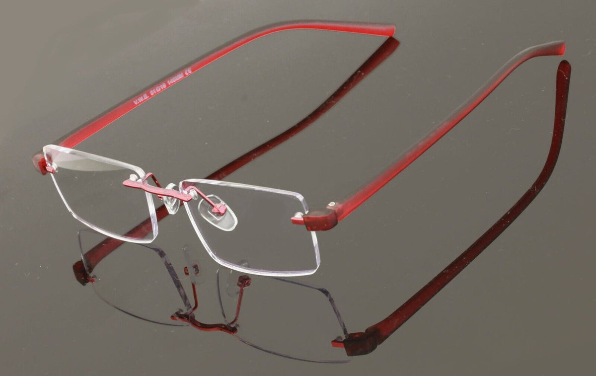lightweight rimless rectangle reading glasses with anti blue clear len ...