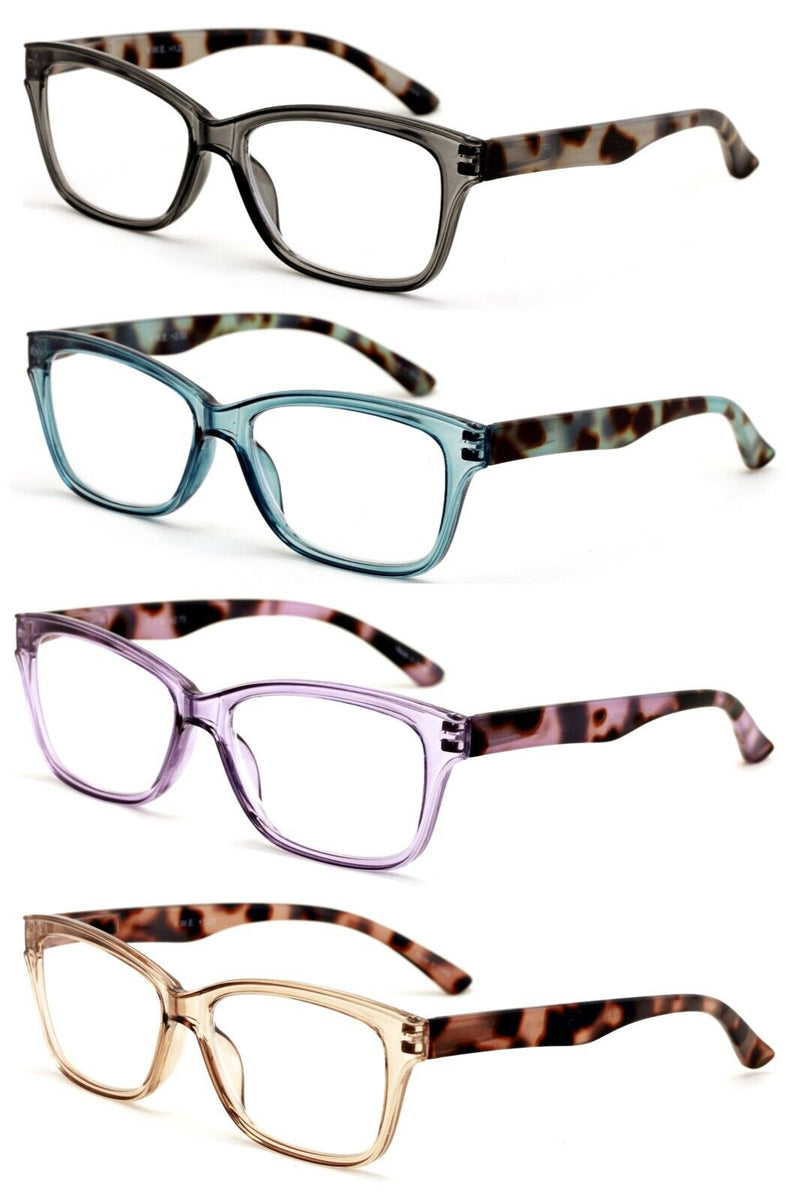 4 Pairs Lightweight Women Translucent Leopard Temple Readers - Spring ...