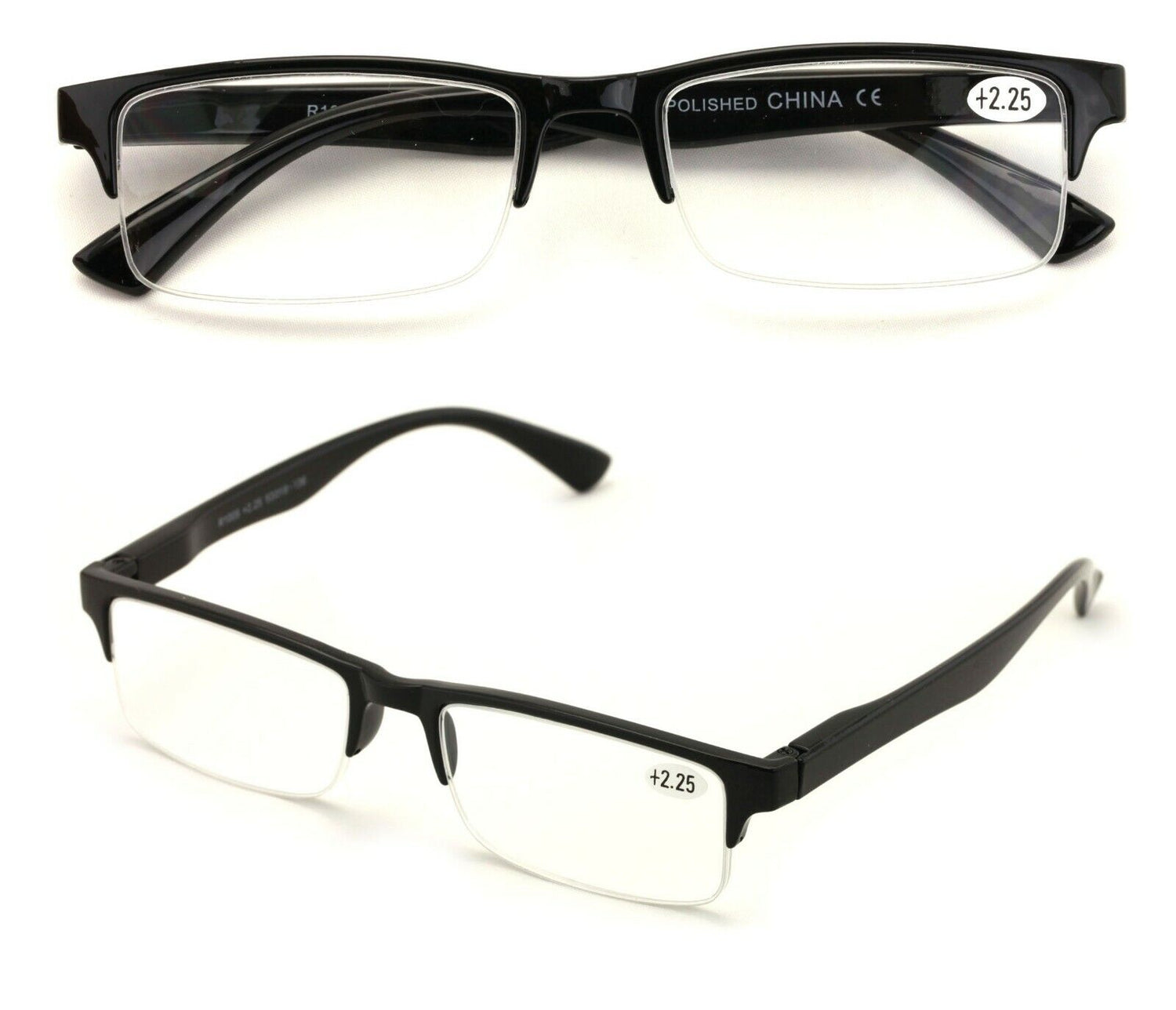 2 Pairs Rectangular Half Rim Reading Glasses - Simple Classic Reader ...