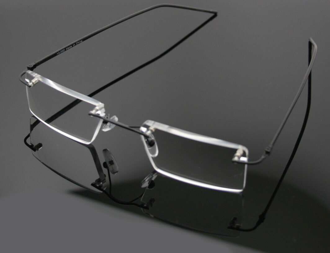 Thin Rectangle Rimless Readers with Anti-Reflective AR Coating Reading ...